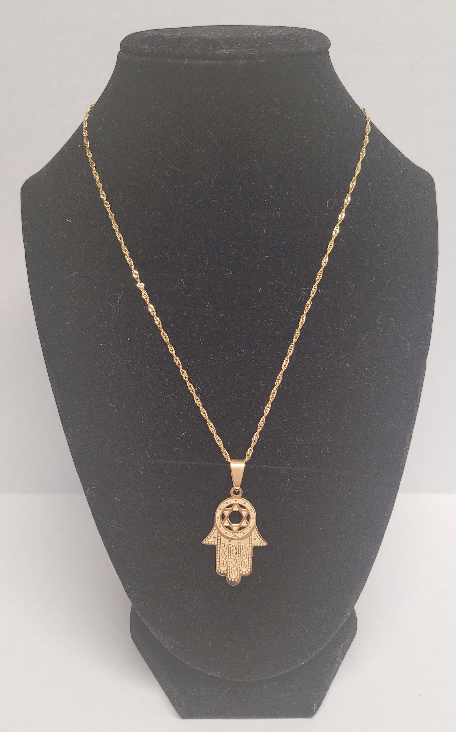 Gold Jewish Hand of God With Star of David Necklace - Etsy