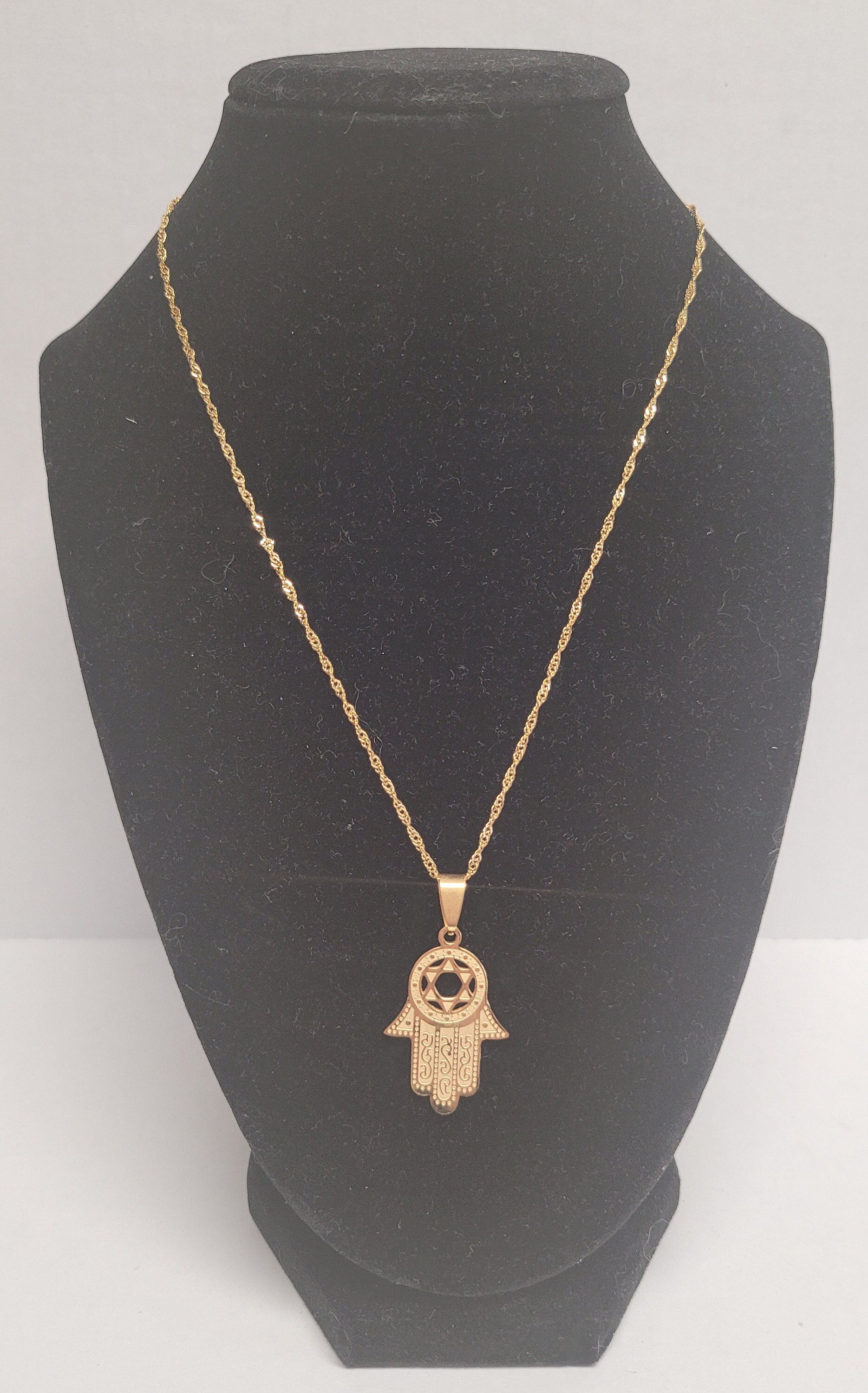 Gold Jewish Hand of God With Star of David Necklace - Etsy