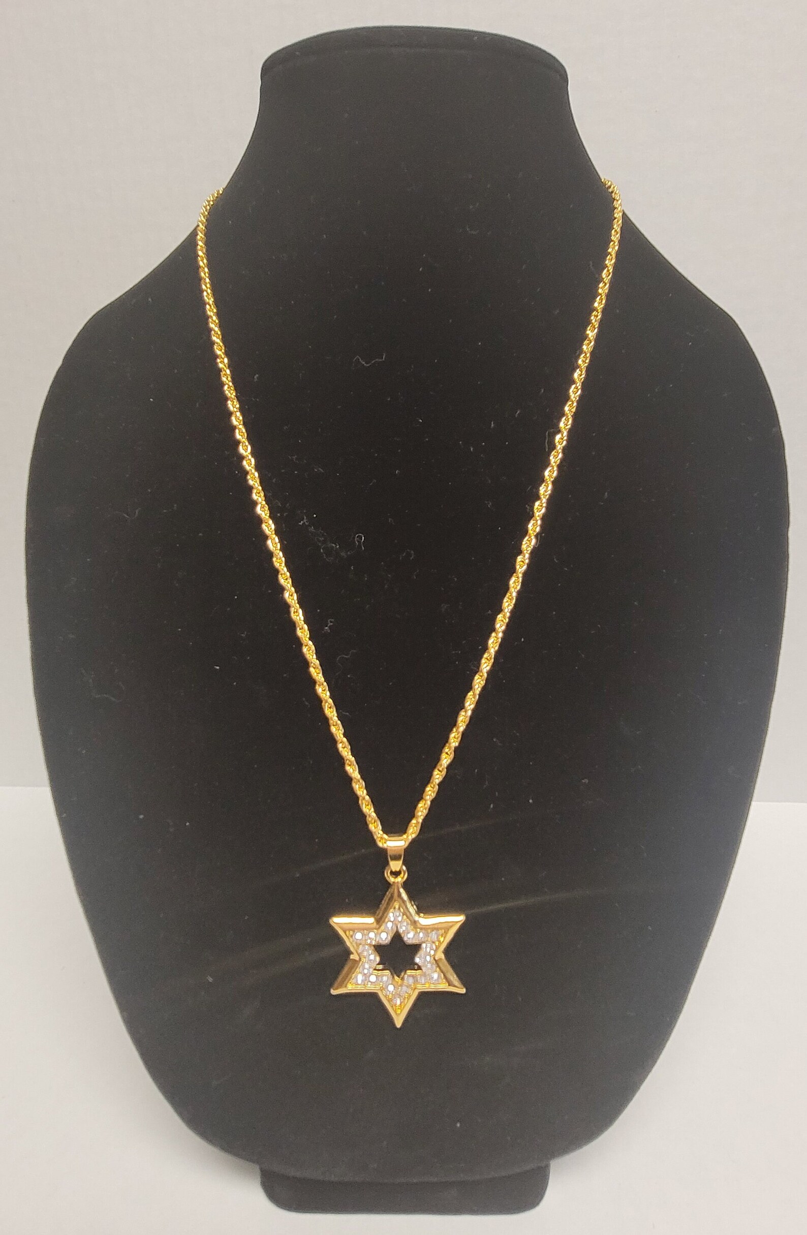 Gold and Cubic Zirconia Star of David Necklace - Etsy