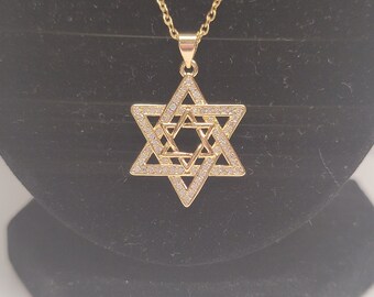 Gold Plated Jewish Star of David and Menorah Necklace - Etsy