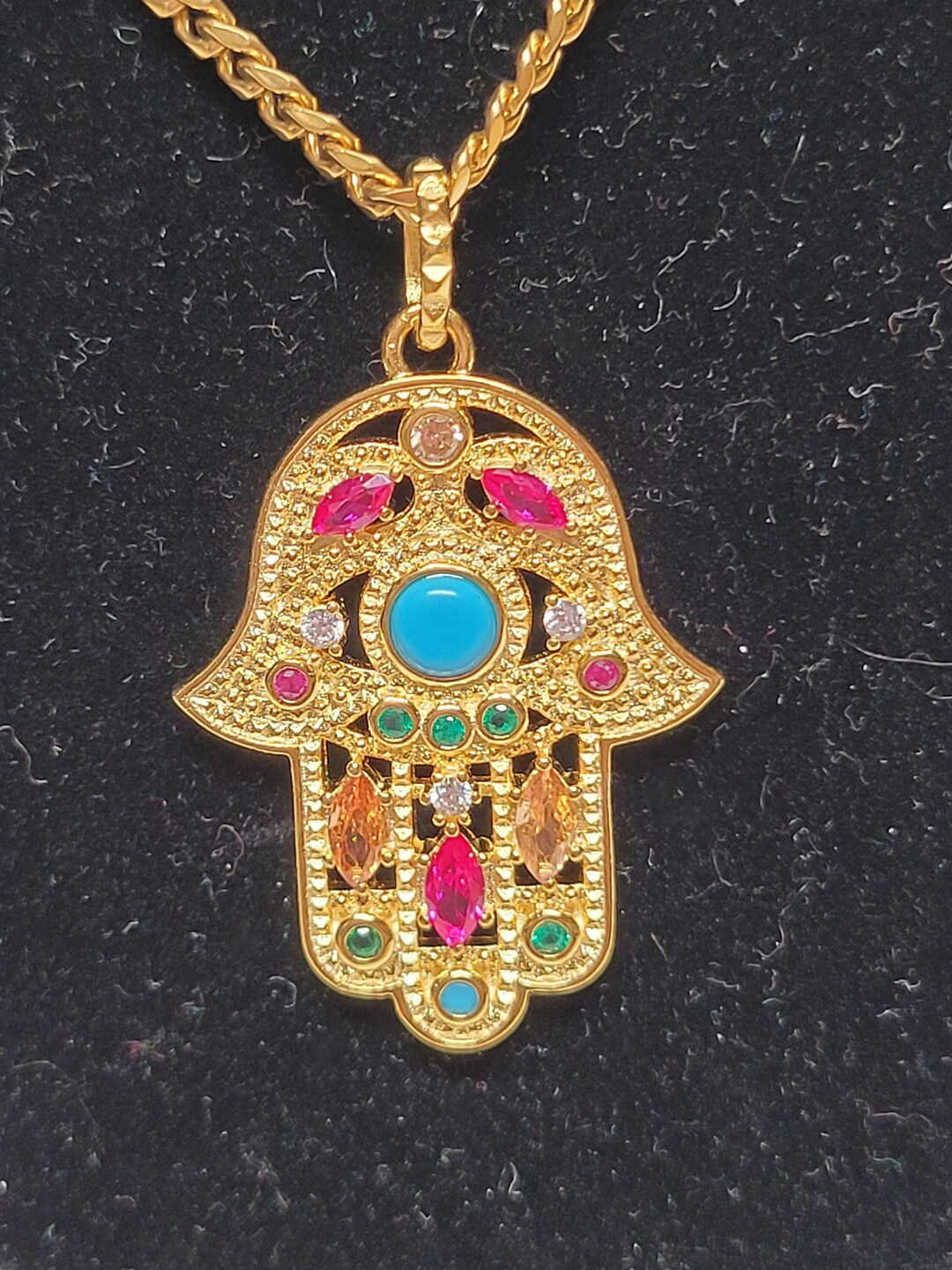 Stainless Steel Gold Plated Jewish Hand of God Necklace - Etsy