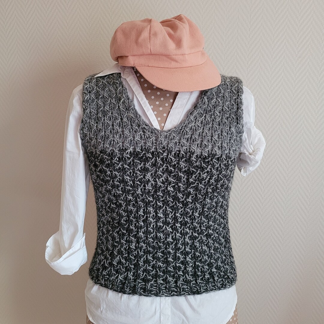 V-neck Vest Knitting Pattern, Knitted Slipover Pattern, Chunky Vest ...