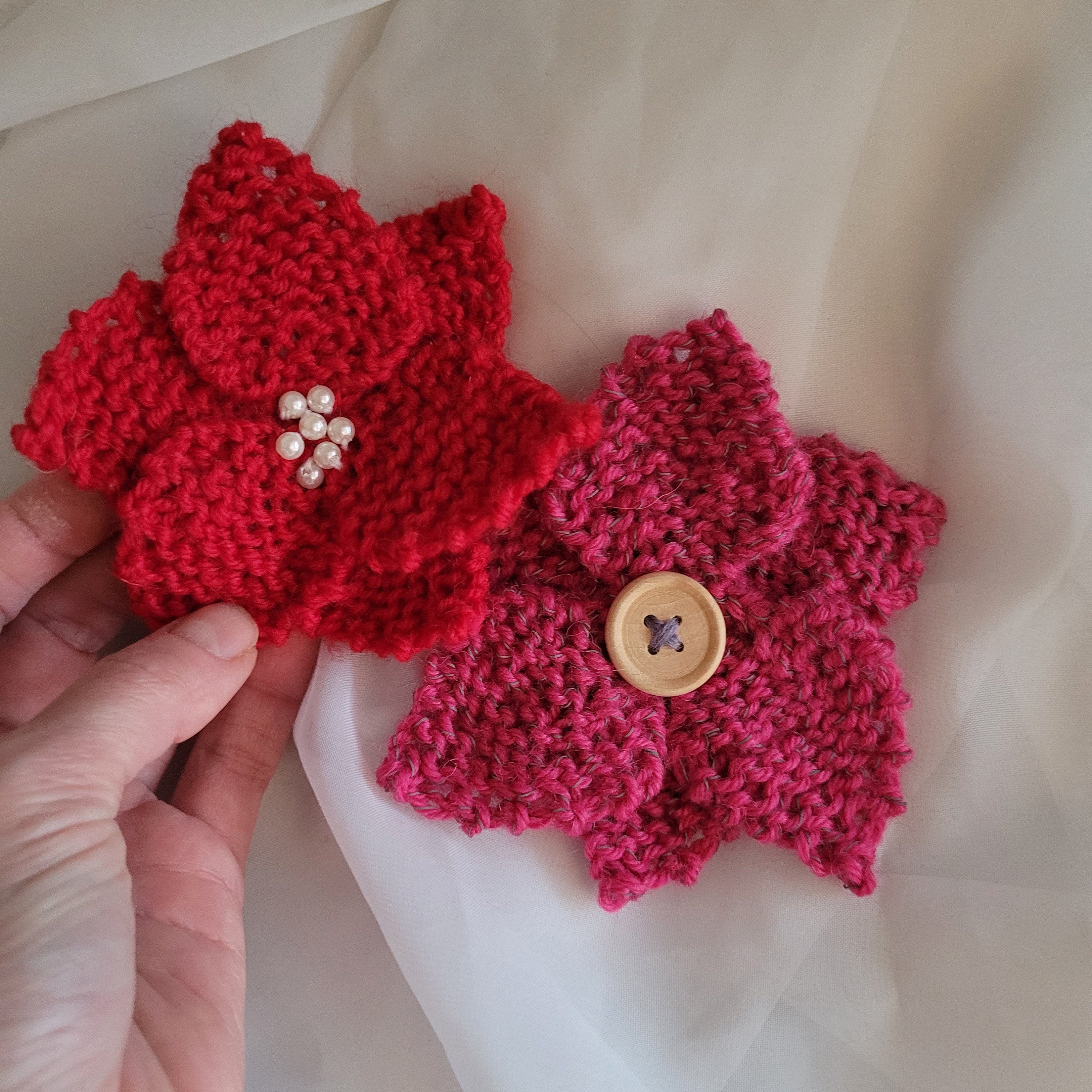 Easy Flower Knitting Pattern, Knitted Flower Brooch, Christmas Decor ...