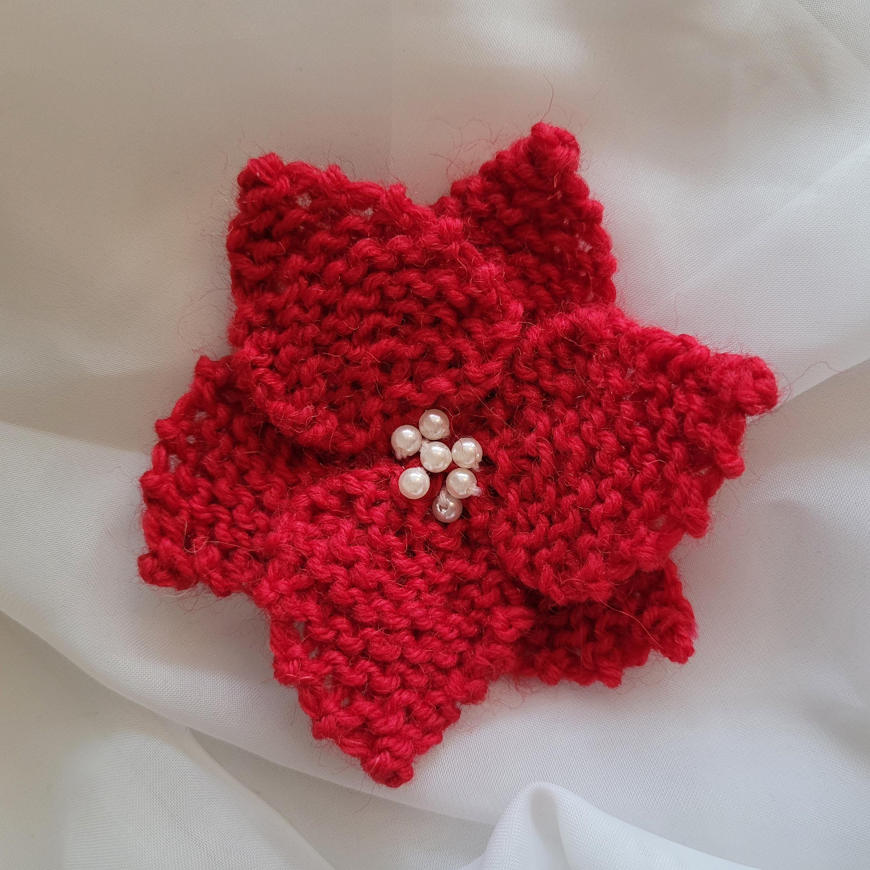 Easy Flower Knitting Pattern, Knitted Flower Brooch, Christmas Decor ...
