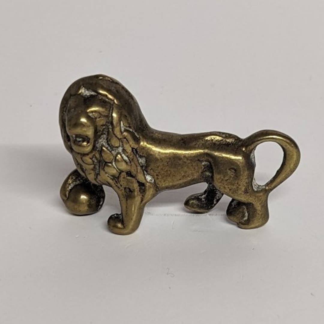 Vintage Brass Lion | Mini Lion Statue | British Lion Sculpture | Small ...