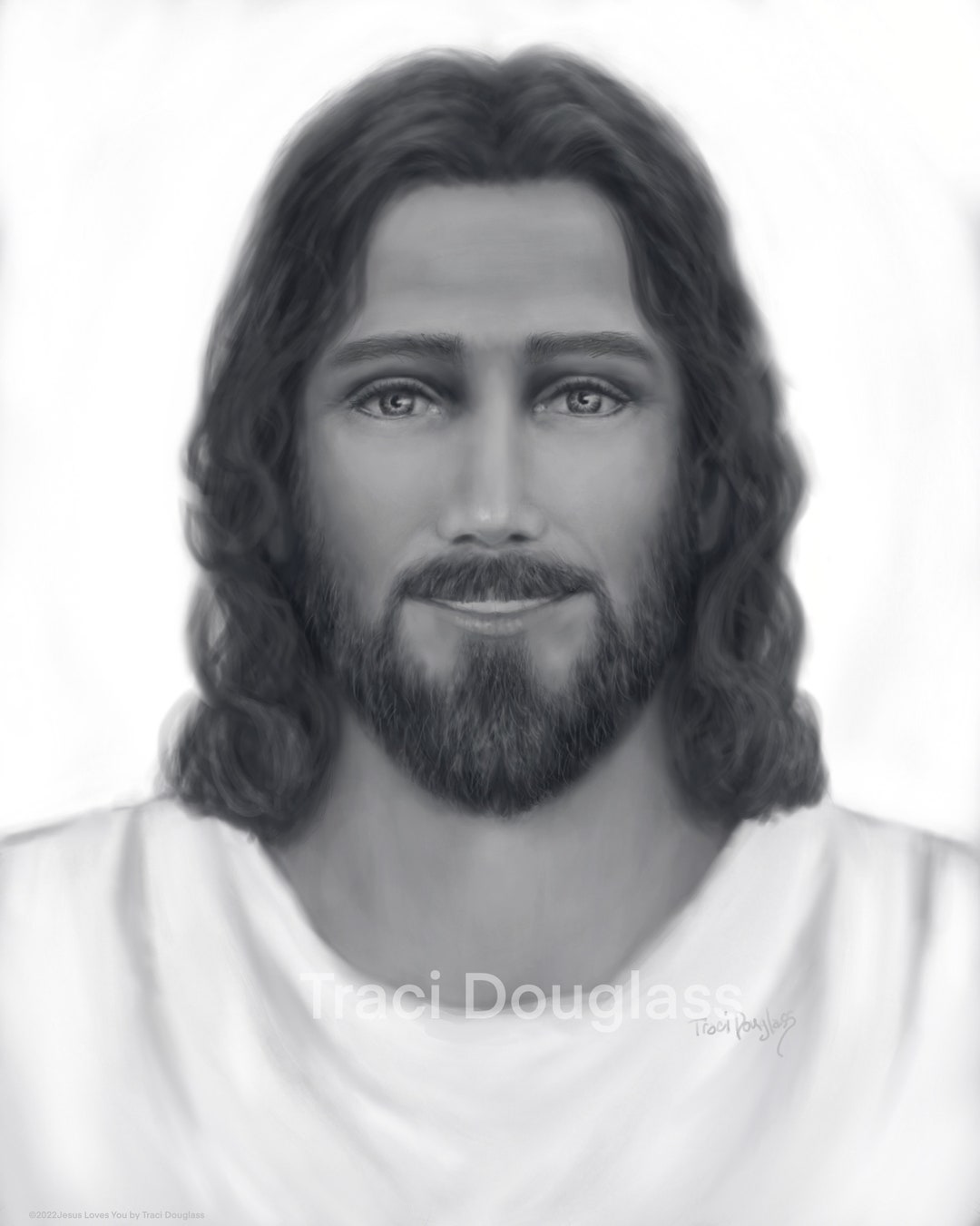Drawing of Jesus Smiling Print Painting of Jesus Savior - Etsy