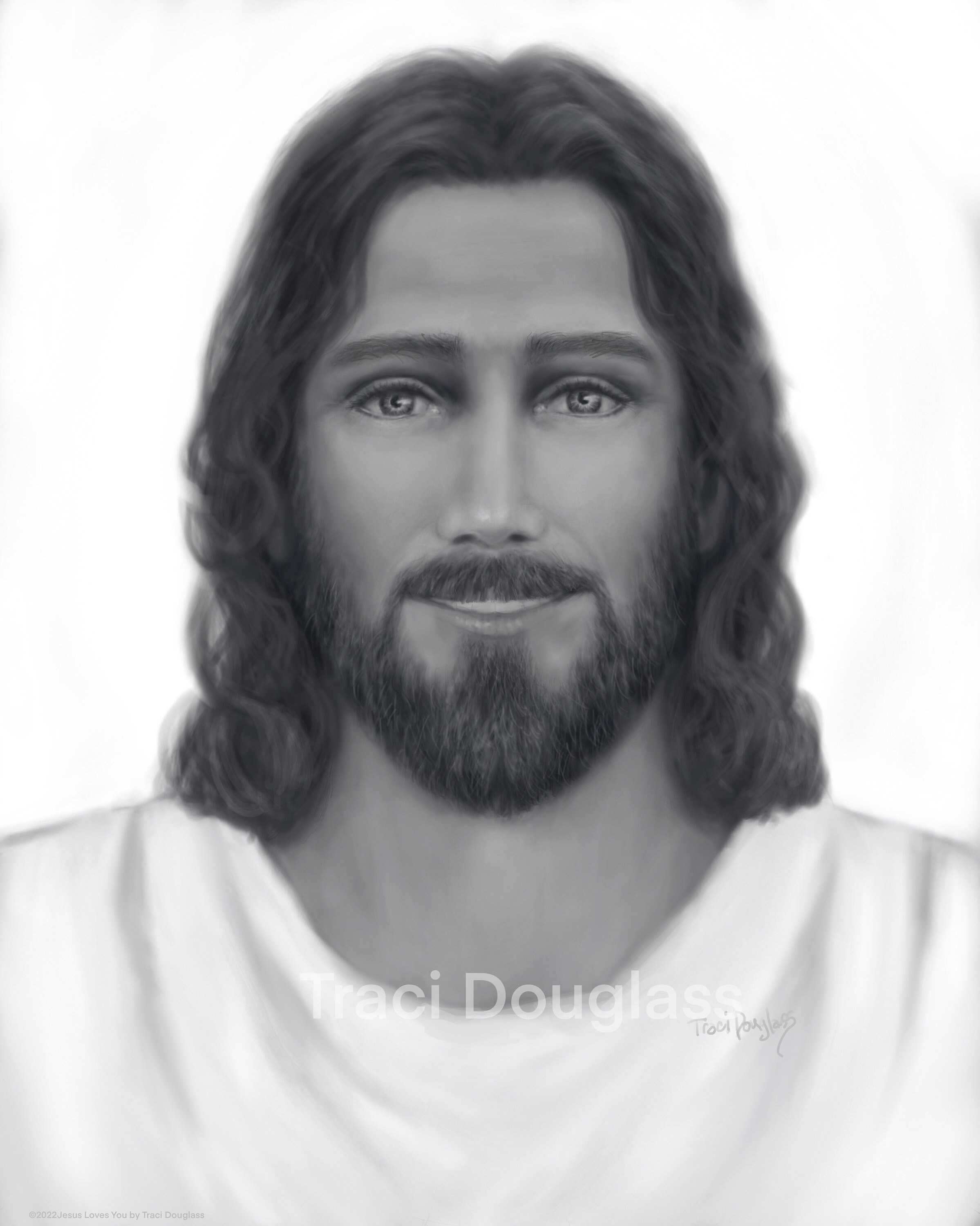 Drawing of Jesus Smiling Print Painting of Jesus Savior - Etsy