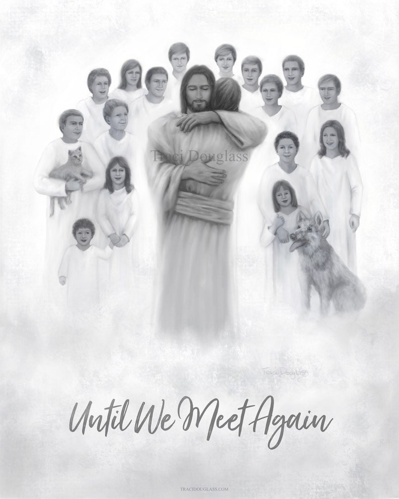 Jesus in Heaven Hugging Family, Print Death of Loved One Going to ...