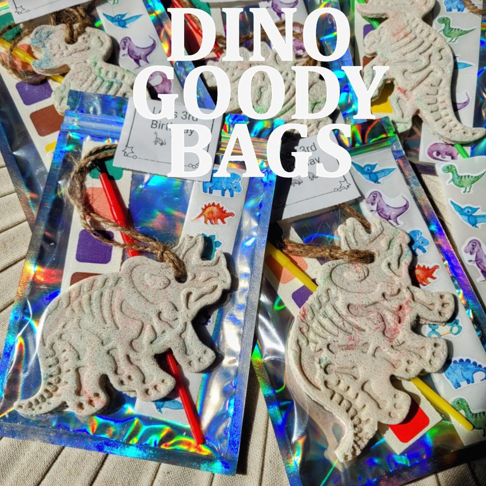 Dinosaur Goody Bags Custom Label, Waldorf / Montessori, Handmade Eco ...