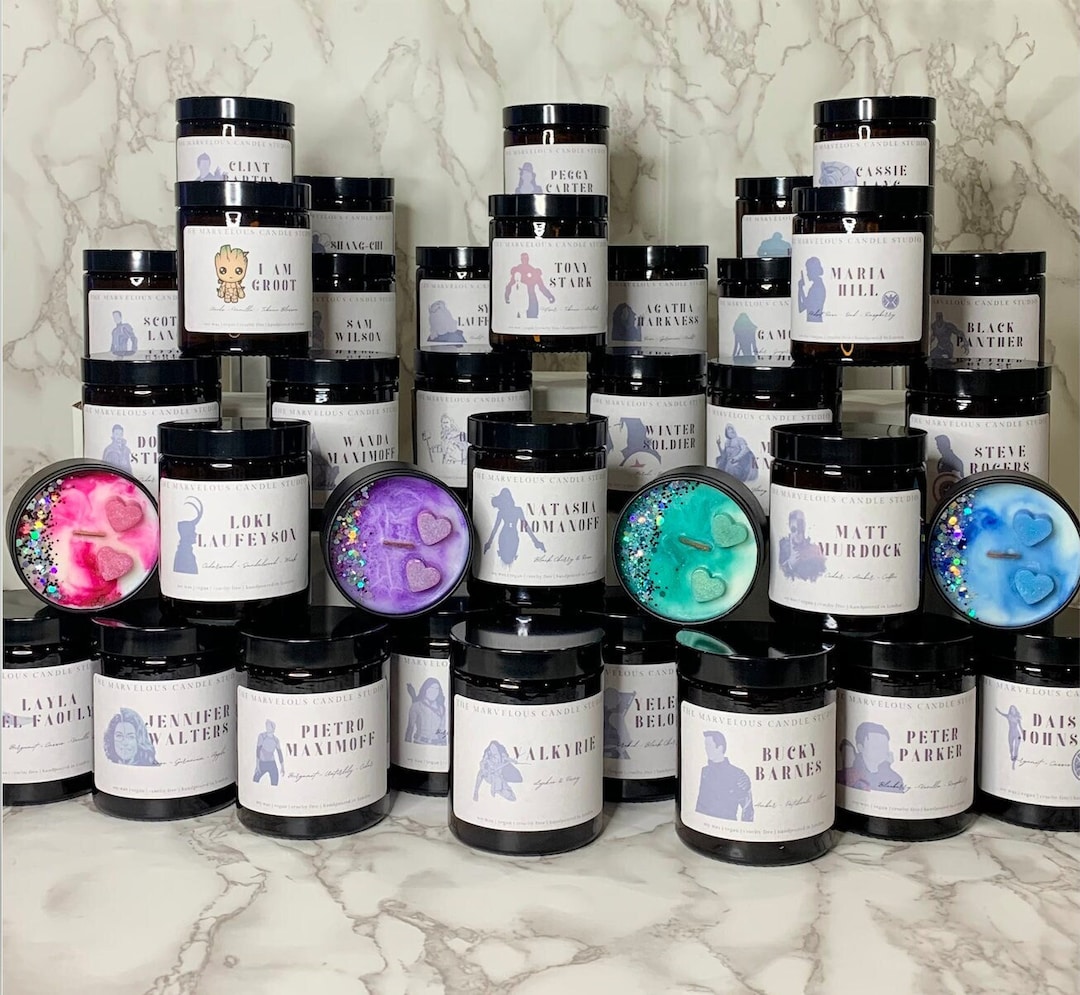 34 Characters Marvel Candles | 100% Vegan Soy Wax | Avengers Merch ...