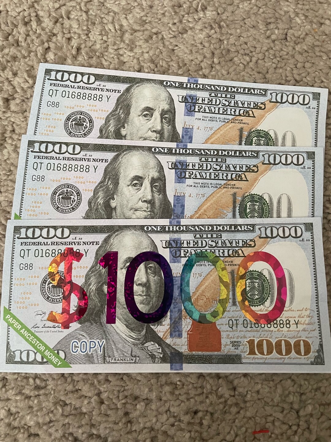1K Placeholder, 1000 Dollar Placeholder, Cash Envelope Place Holder ...
