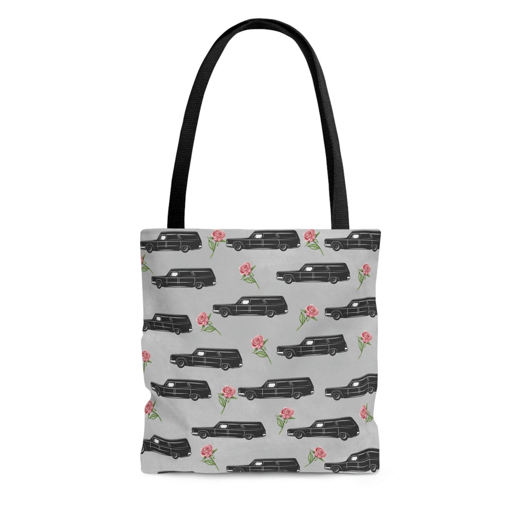 Hearse Tote Bag/ Tote Bag With Roses/ Embalmer Tote Bag/ Funeral ...