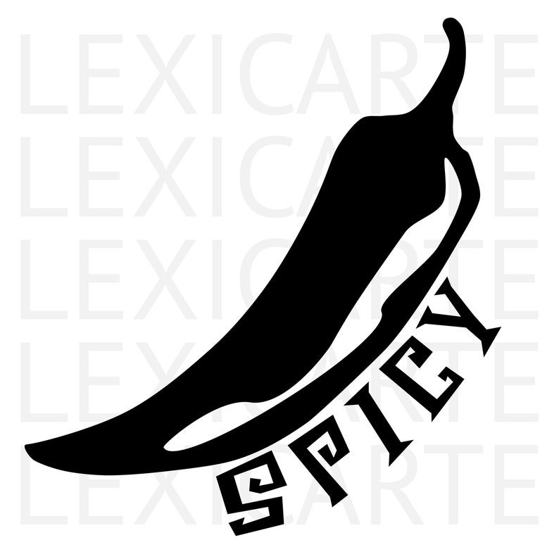 Spicy Pepper SVG PNG Instant Download Black and White High Quality for ...