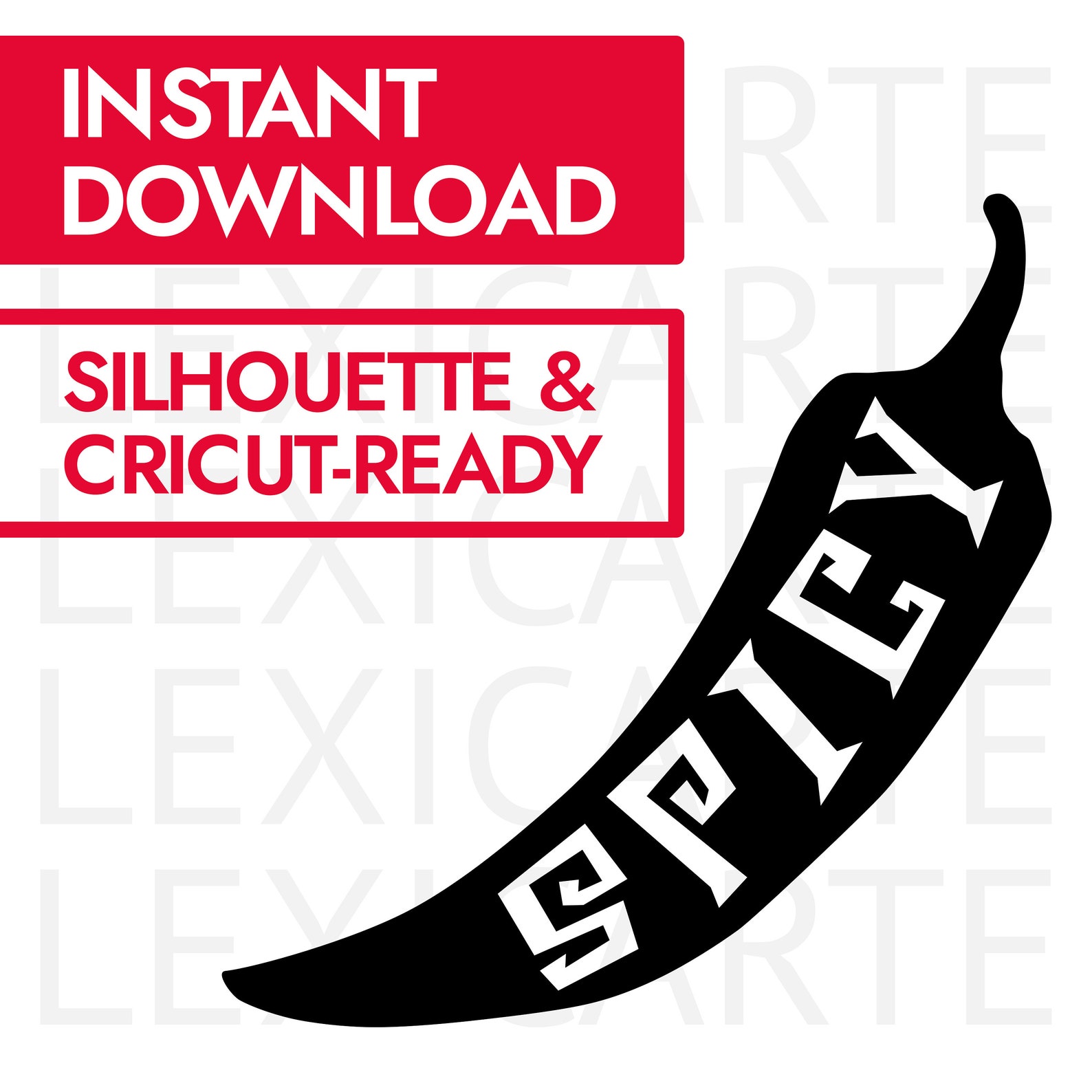 Spicy Pepper SVG PNG Instant Download Black and White High Quality for ...