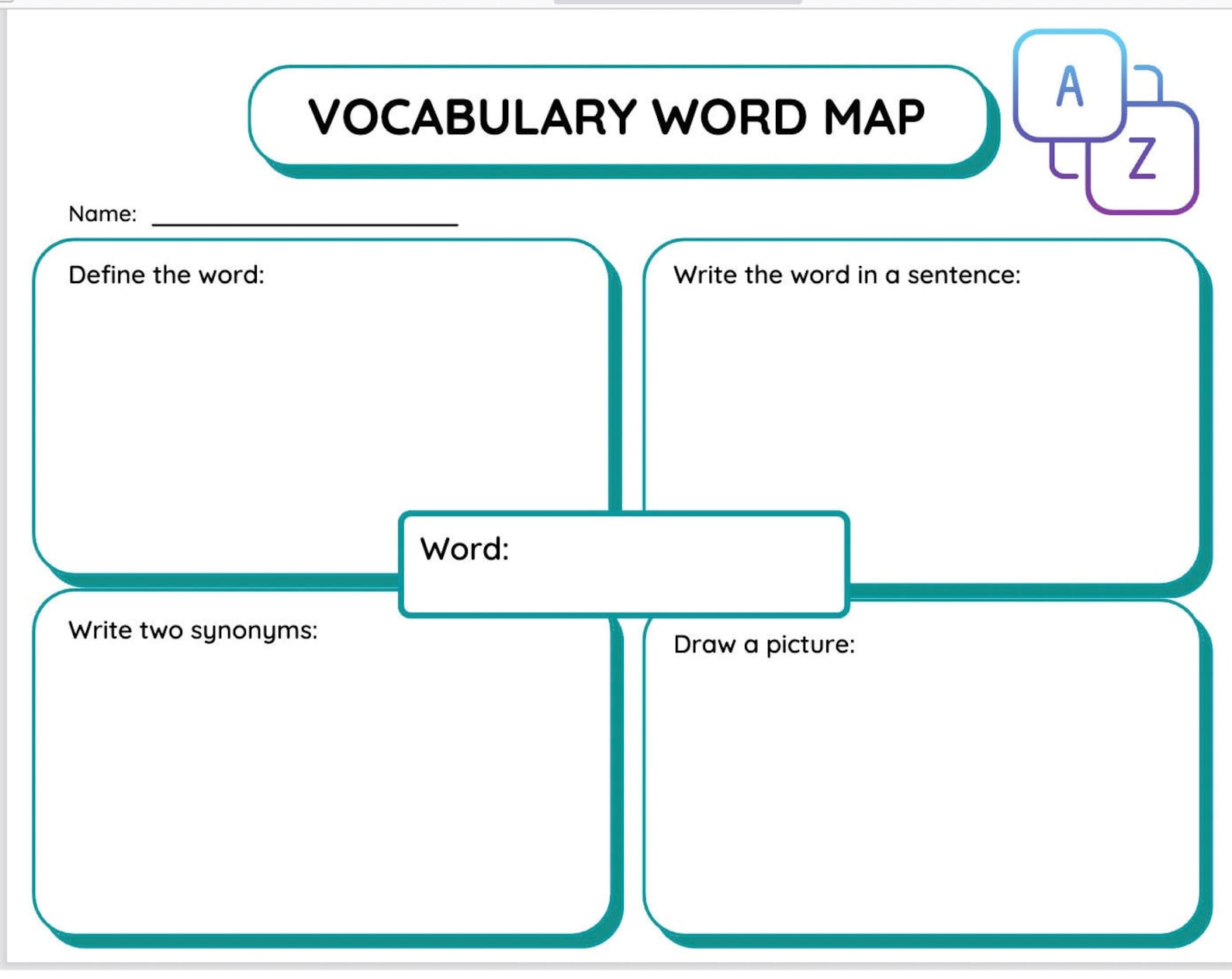 Vocabulary Graphic Organizer - Etsy Vocabulary Graphic Organizer - Etsy