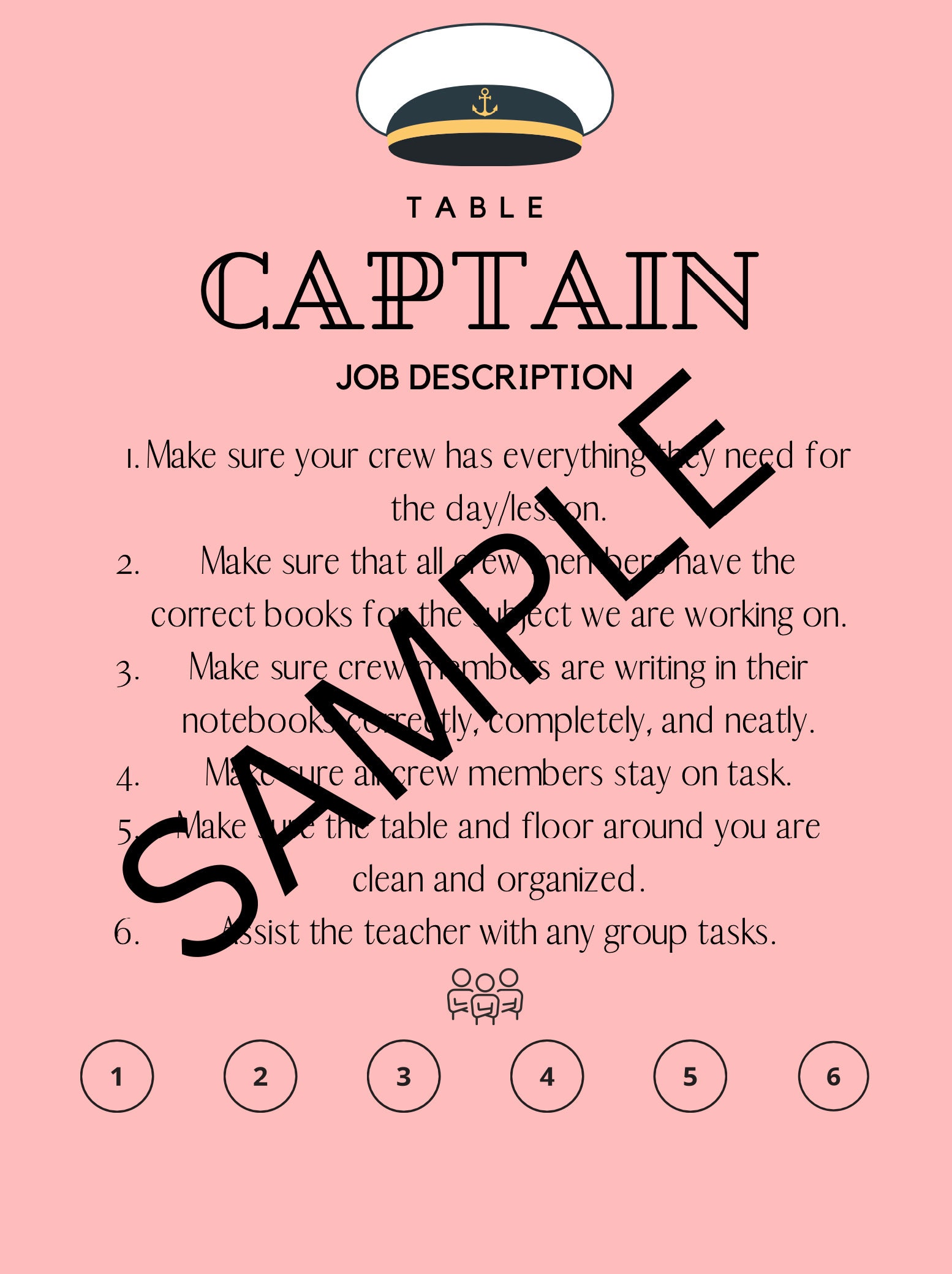 Table Captain Student Job Description Poster - Etsy