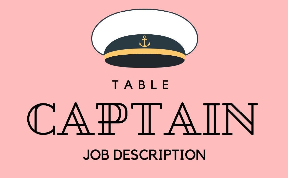 Table Captain Student Job Description Poster - Etsy