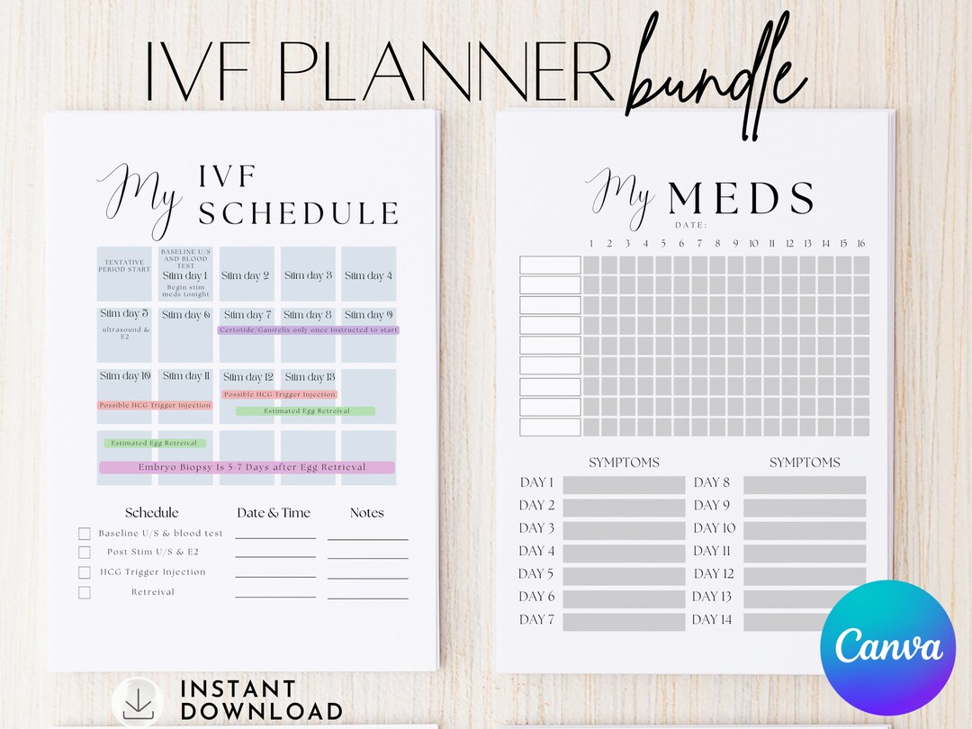 IVF Planner Bundle, IVF Calendar, Canva Planner, Digital Download, IVF ...
