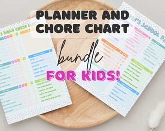 Kids Chore Chart, Kids Planner Bundle, Kids Chore Chart Printable, Kids ...