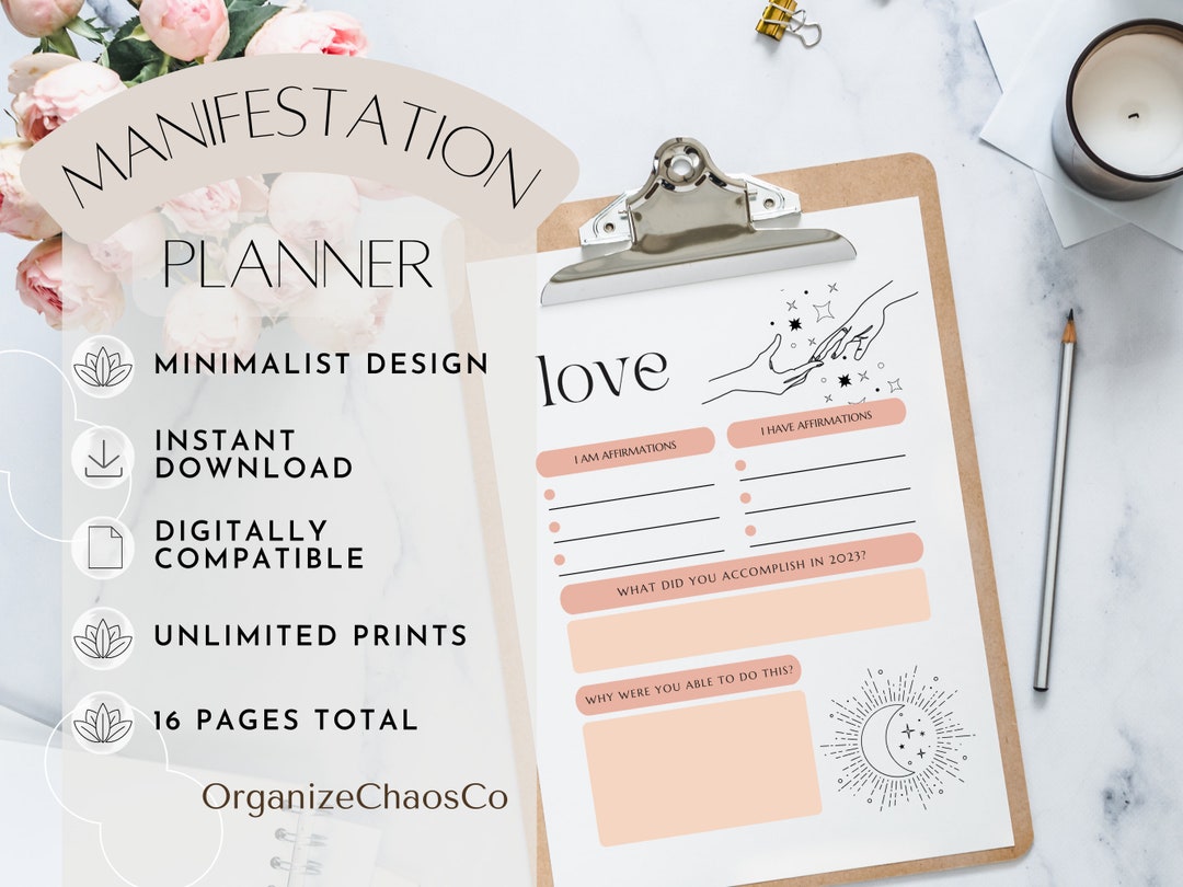 Manifestation Journal, Vision Board Printable, Vision Board Template ...