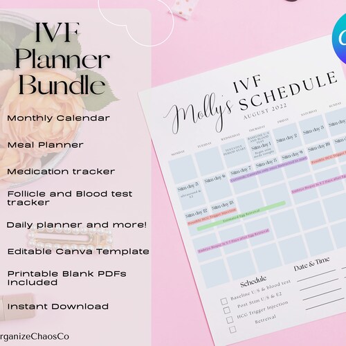 IVF Planner Bundle IVF Calendar Canva Planner Digital - Etsy