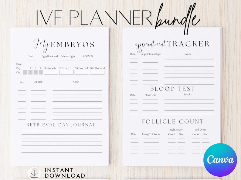 IVF Planner Bundle, IVF Calendar, Canva Planner, Digital Planner, IVF ...