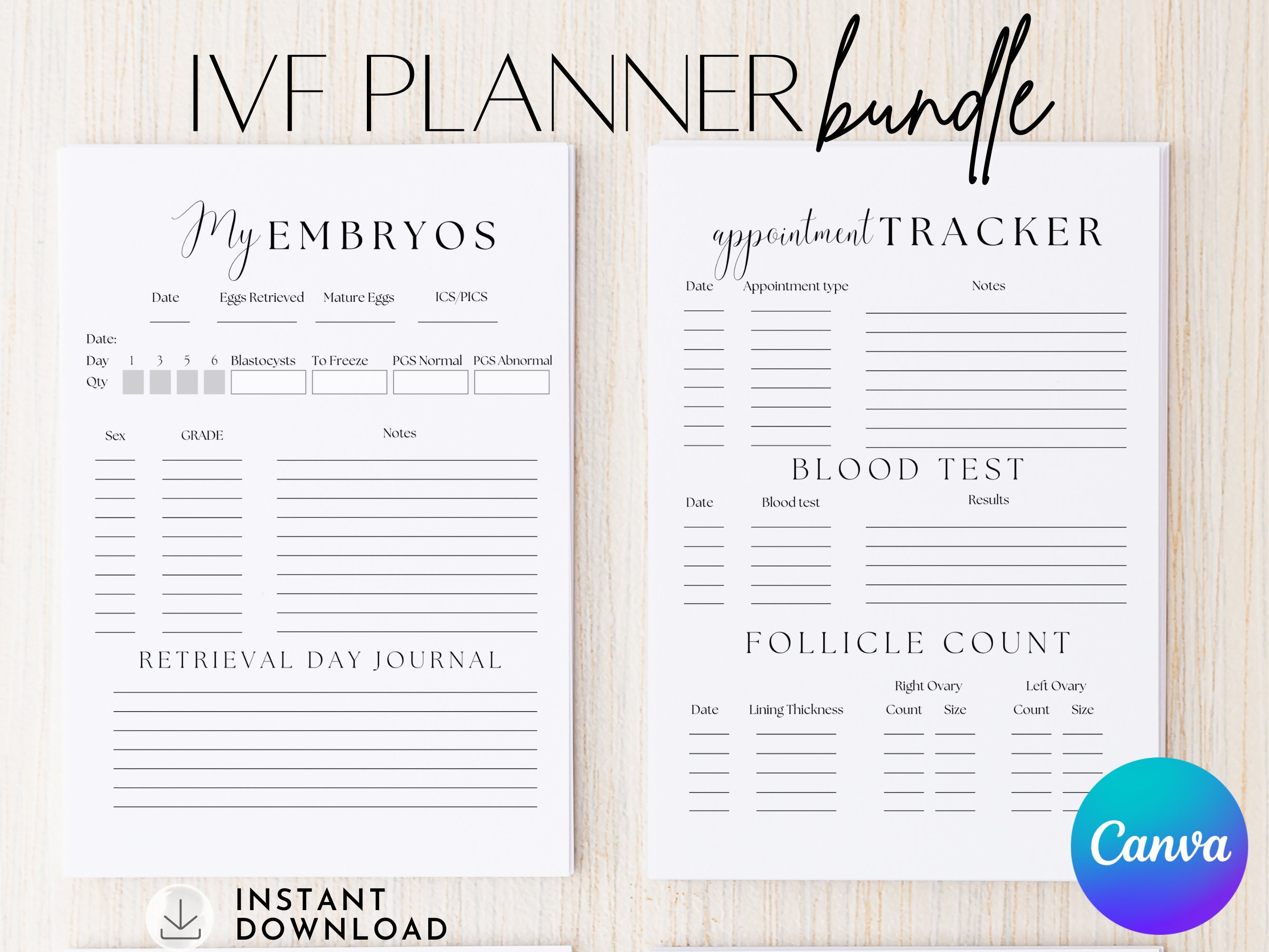 IVF Planner Bundle IVF Calendar Canva Planner Digital - Etsy Australia