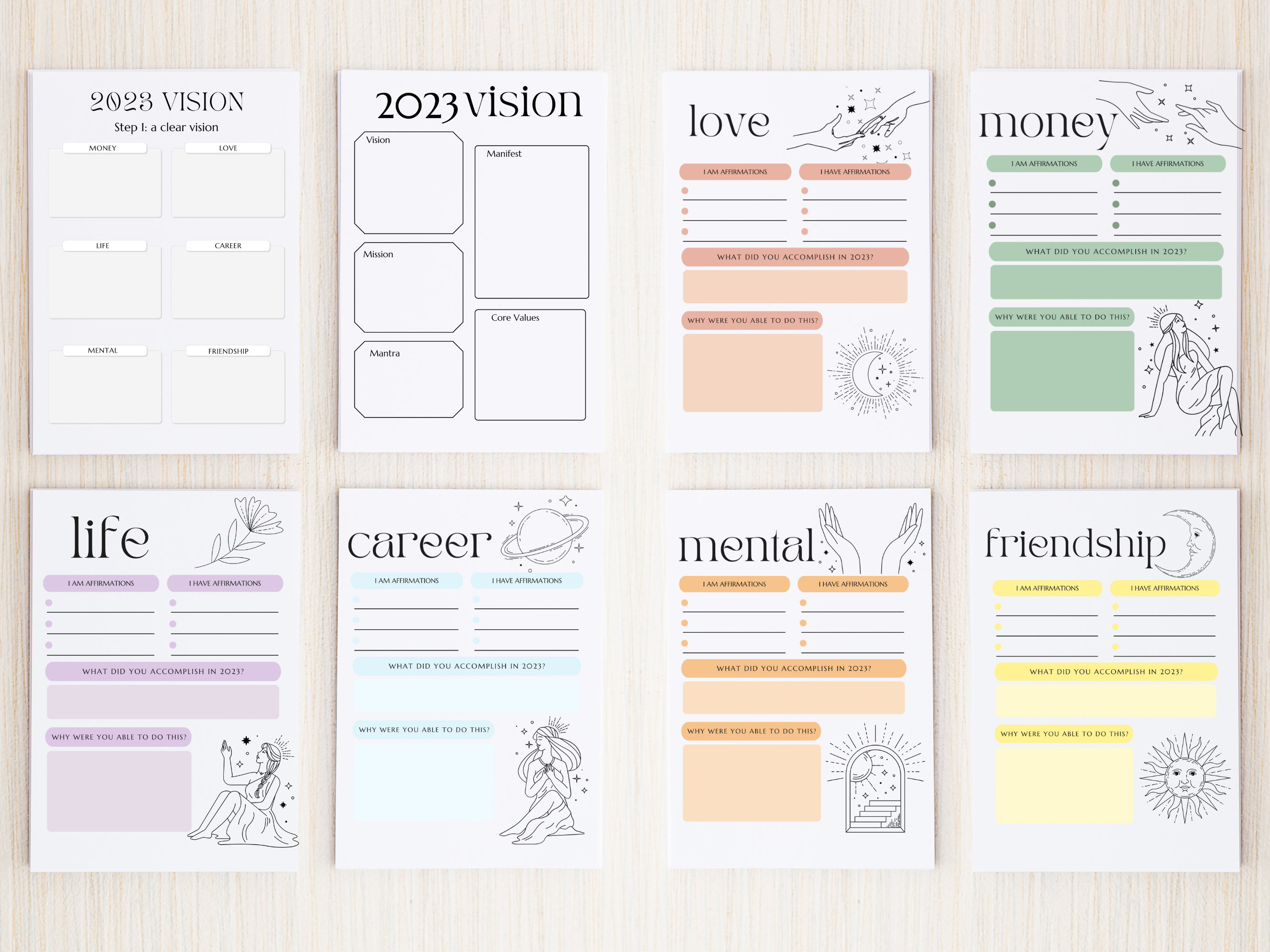 Vision Board Printable, Vision Board Template, Goal Setting Planner ...
