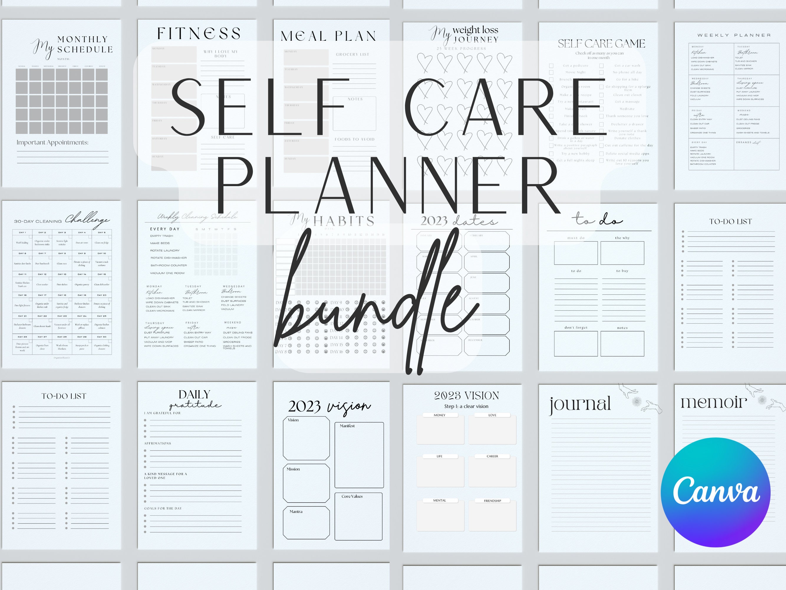 Self Care Digital Planner, Goals Year, Period Tracker, Weekly Habit ...
