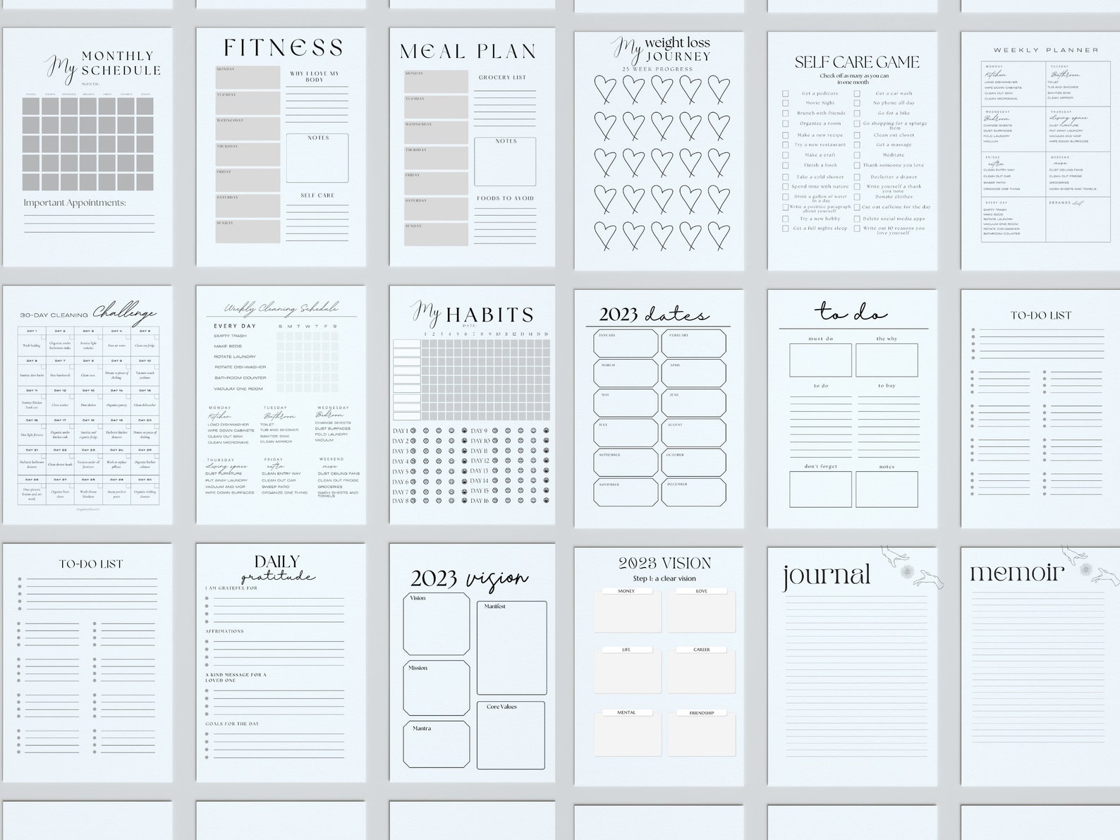 Self Care Digital Planner, Goals Year, Period Tracker, Weekly Habit ...