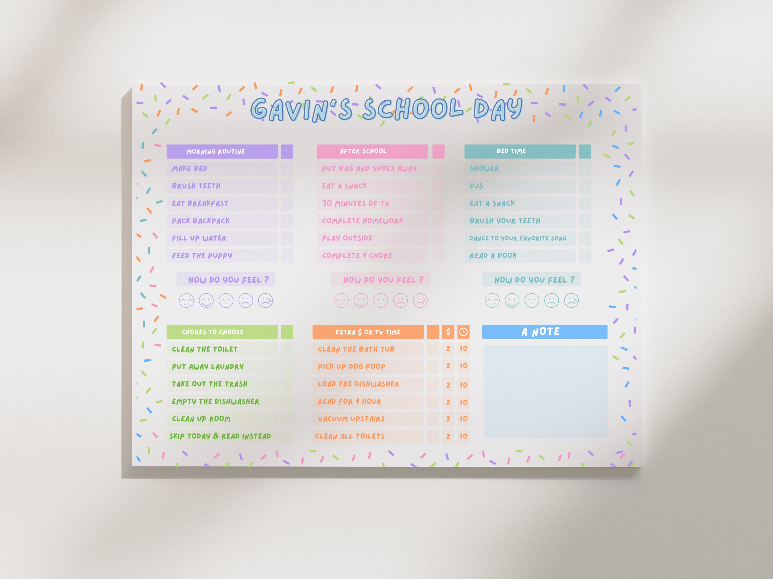 Responsibility Chart, Kids Planner, Kids Daily Routine, Printable ...