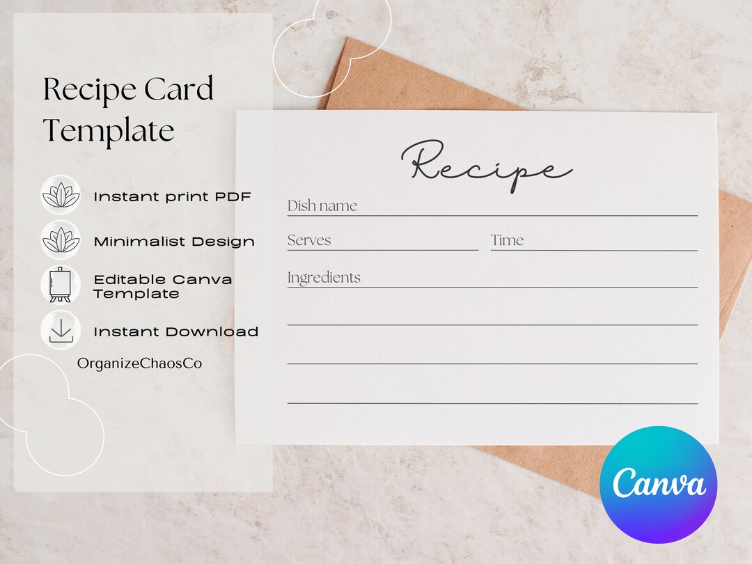 Urlaub Rezept Karte, Rezept Karte Canva Template - Etsy Schweiz