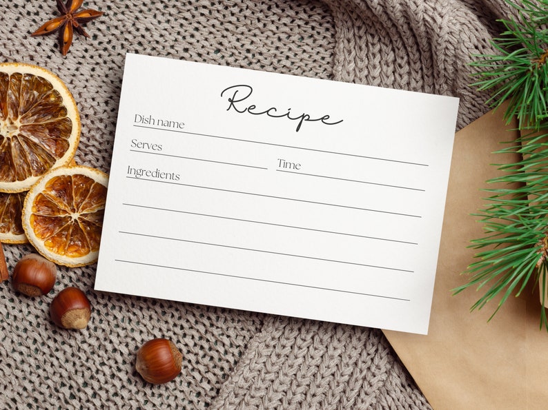 Holiday Recipe Card, Recipe Card Canva Template - Etsy