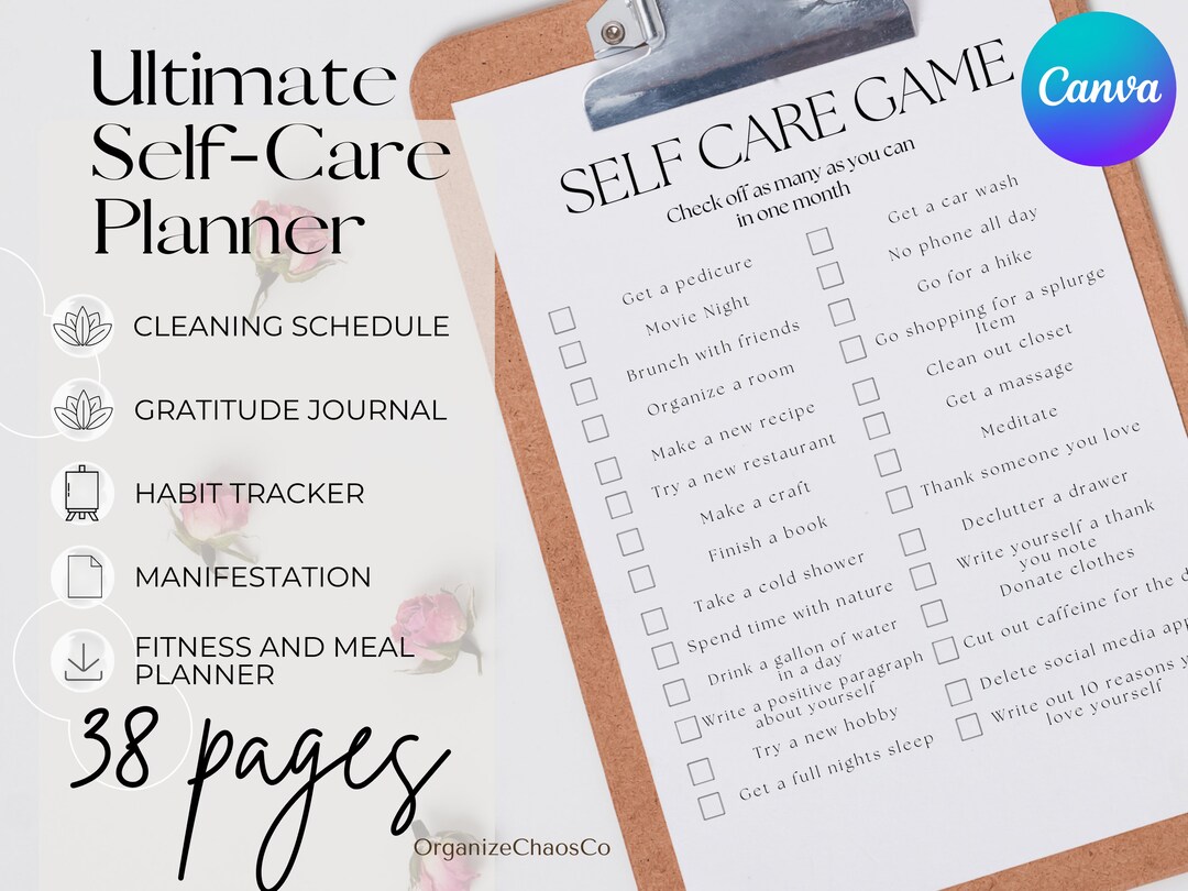 Self Care Digital Planner, Goals Year, Period Tracker, Weekly Habit ...