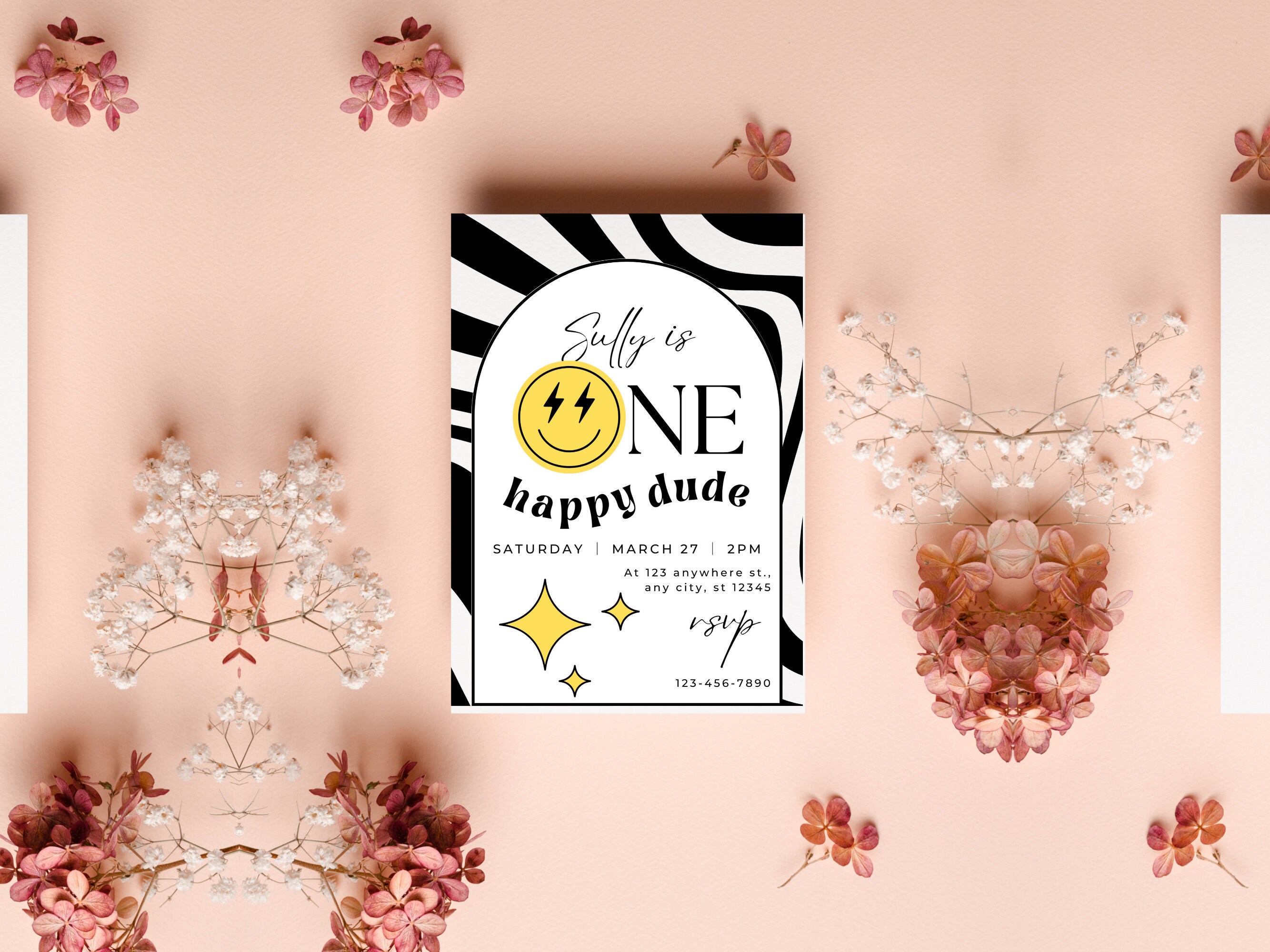 Wild One Birthday Invitation, First Birthday Invitation, One Happy Dude ...