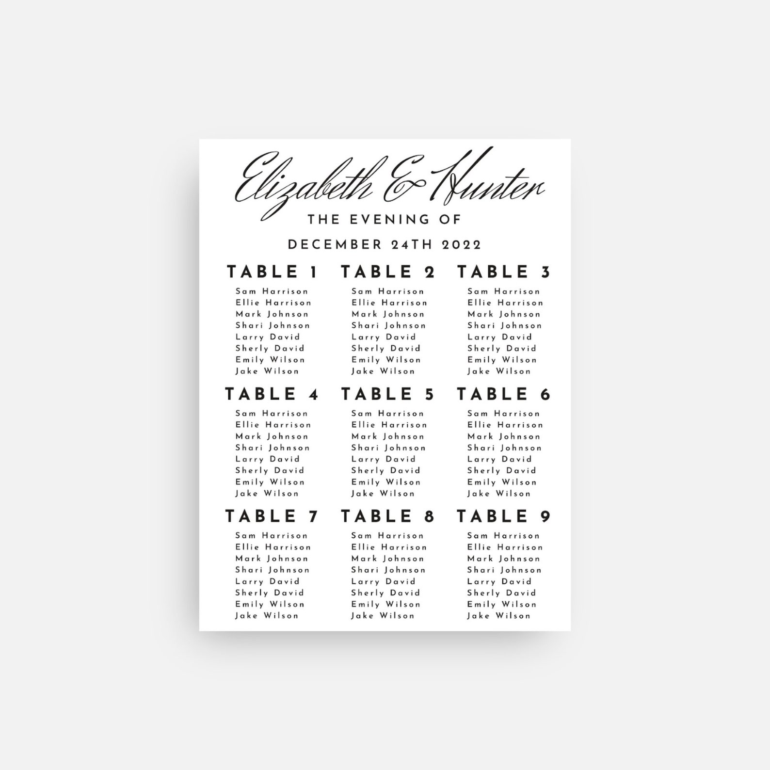 Minimalist Seating Chart Canva Template - Etsy