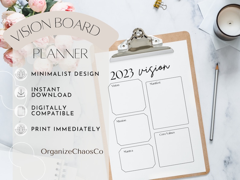 Vision Board Printable, Vision Board Template, Goal Setting Planner ...