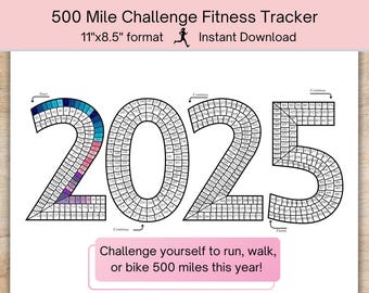 200 Mile Challenge Fitness Tracker | Instant Download | Exercise ...