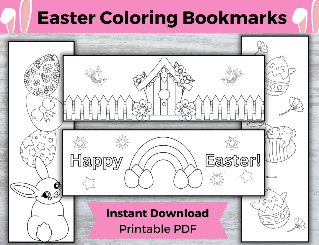 Easter Coloring Bookmarks Printable Bookmarks for Kids Printable Easter ...