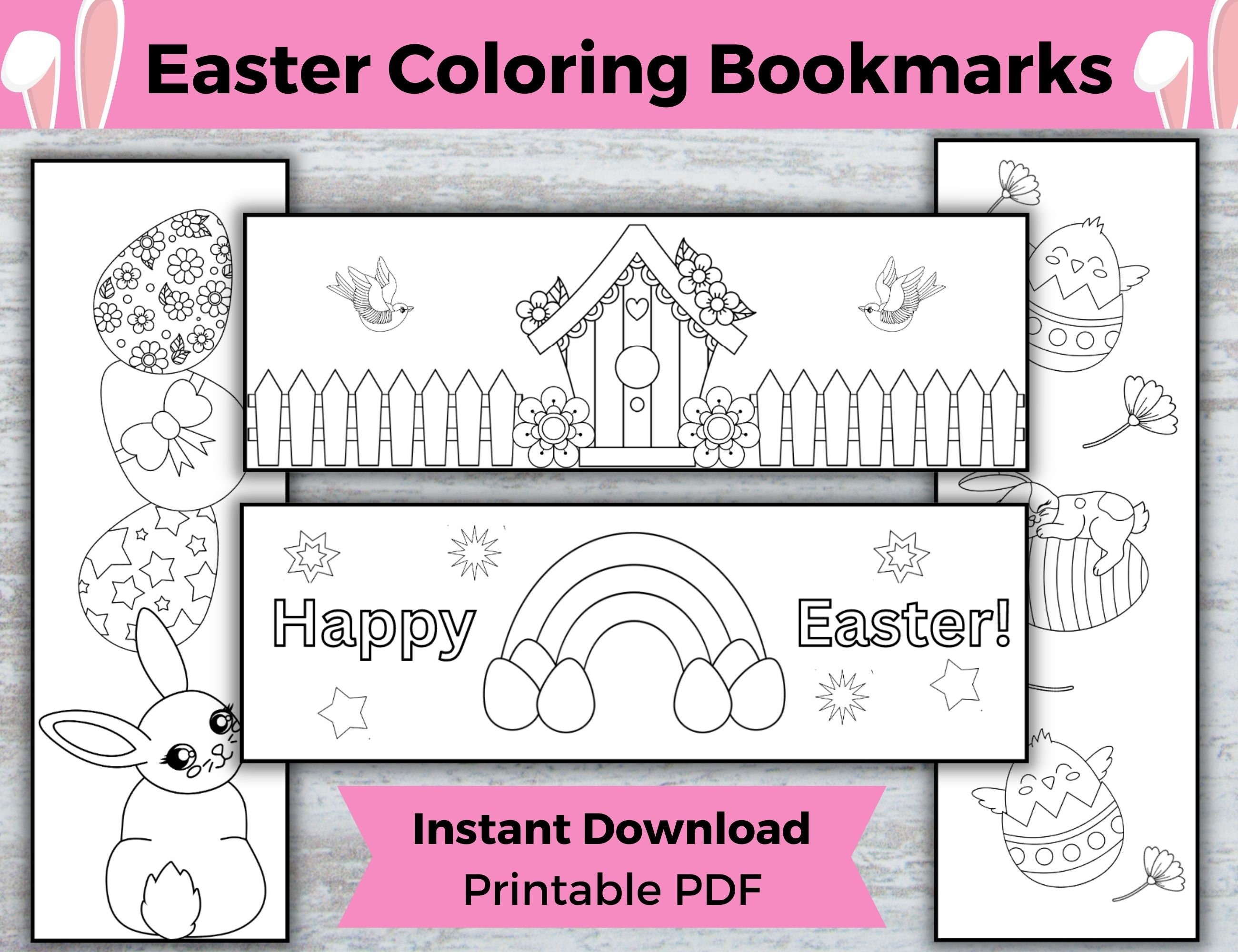 Easter Coloring Bookmarks Printable Bookmarks for Kids Printable Easter ...