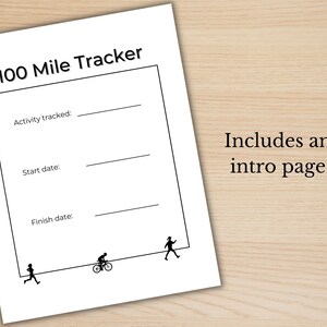 100 Mile Challenge Fitness Tracker | Instant Download | Exercise ...