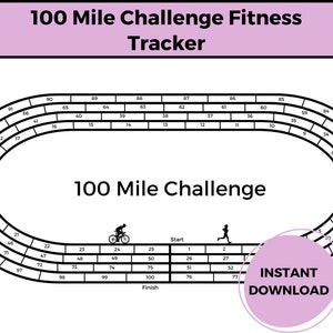 100 Mile Challenge Fitness Tracker | Goal Tracker | Exercise Tracker ...