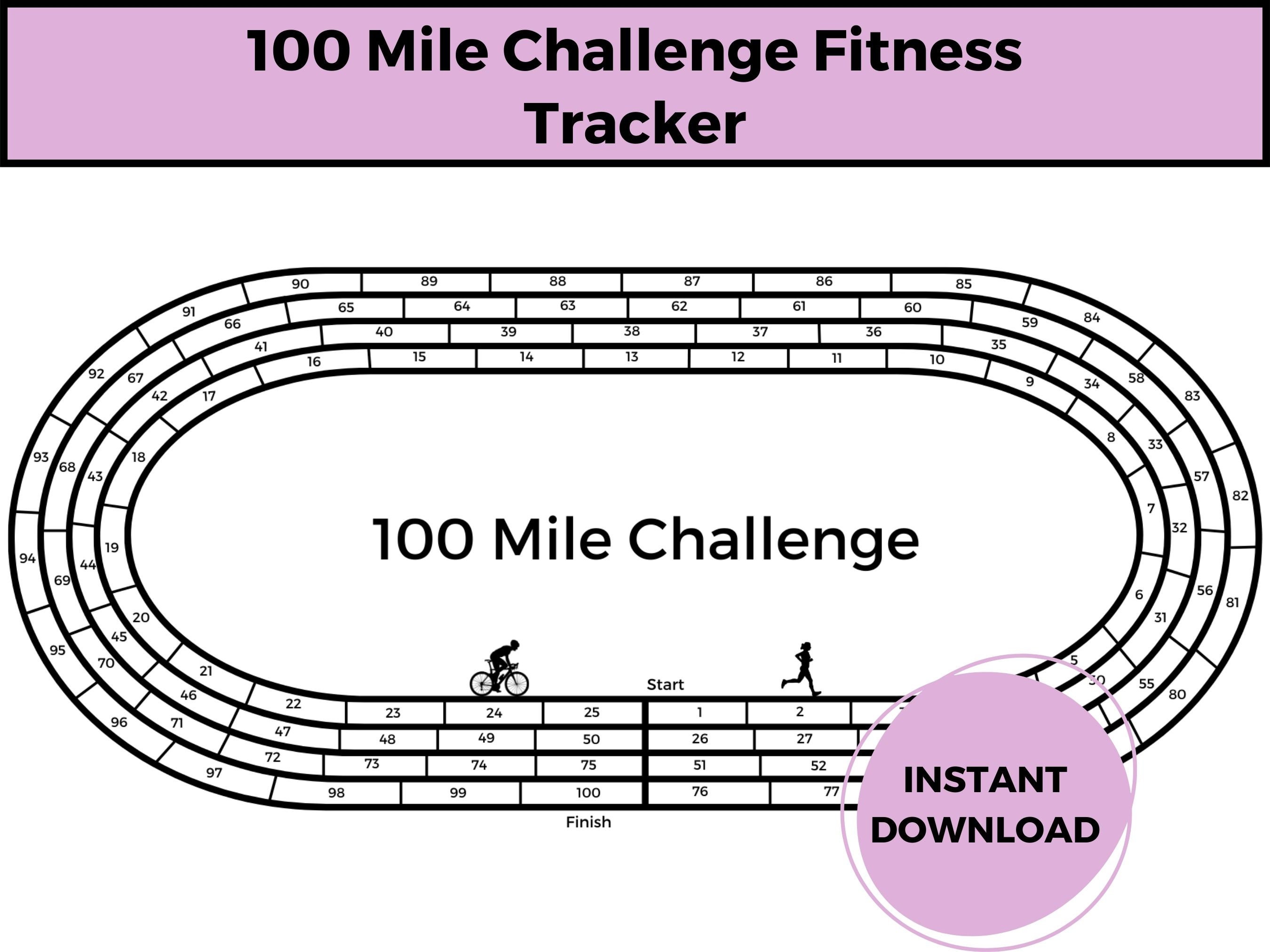 100 Mile Challenge Fitness Tracker | Goal Tracker | Exercise Tracker ...