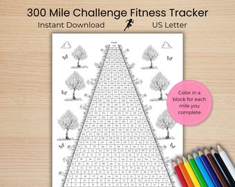 200 Mile Challenge Fitness Tracker | Instant Download | Exercise ...