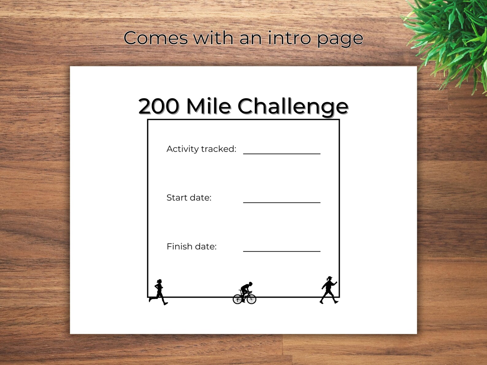 200 Mile Challenge Fitness Tracker | Goal Tracker | Exercise Tracker ...