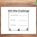 200 Mile Challenge Fitness Tracker | Goal Tracker | Exercise Tracker ...