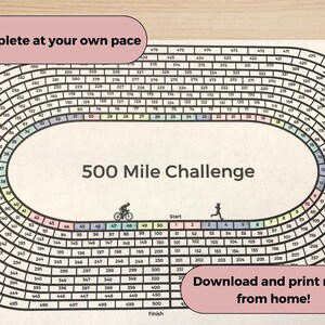 500 Mile Challenge Fitness Tracker | Goal Tracker | Exercise Tracker ...