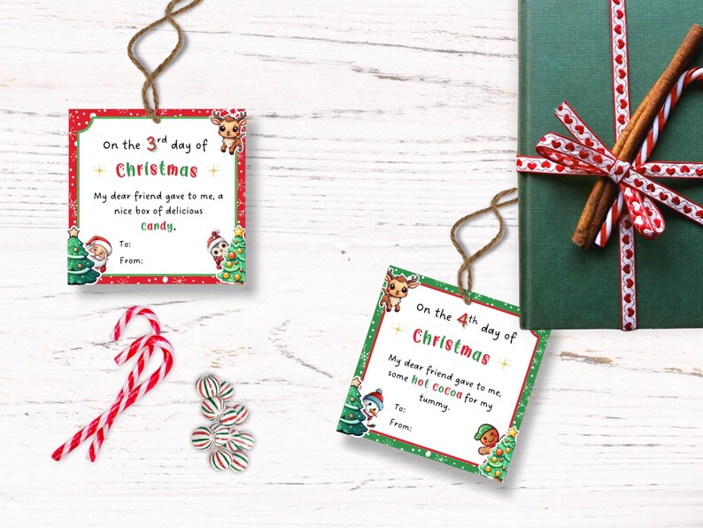 12 Days of Christmas Gift Tags, Christmas Countdown, Christmas ...