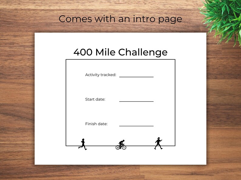 400 Mile Challenge Fitness Tracker | Goal Tracker | Exercise Tracker ...