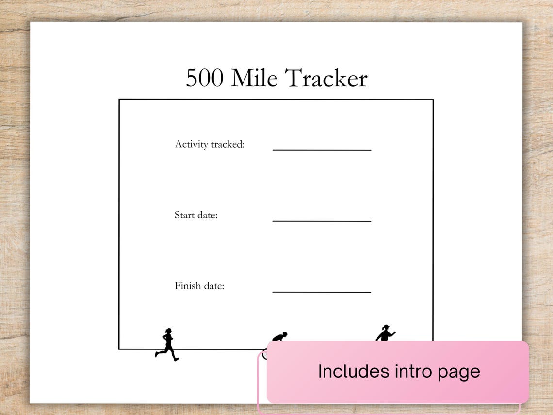 500 Mile Challenge Fitness Tracker | Goal Tracker | Exercise Tracker ...